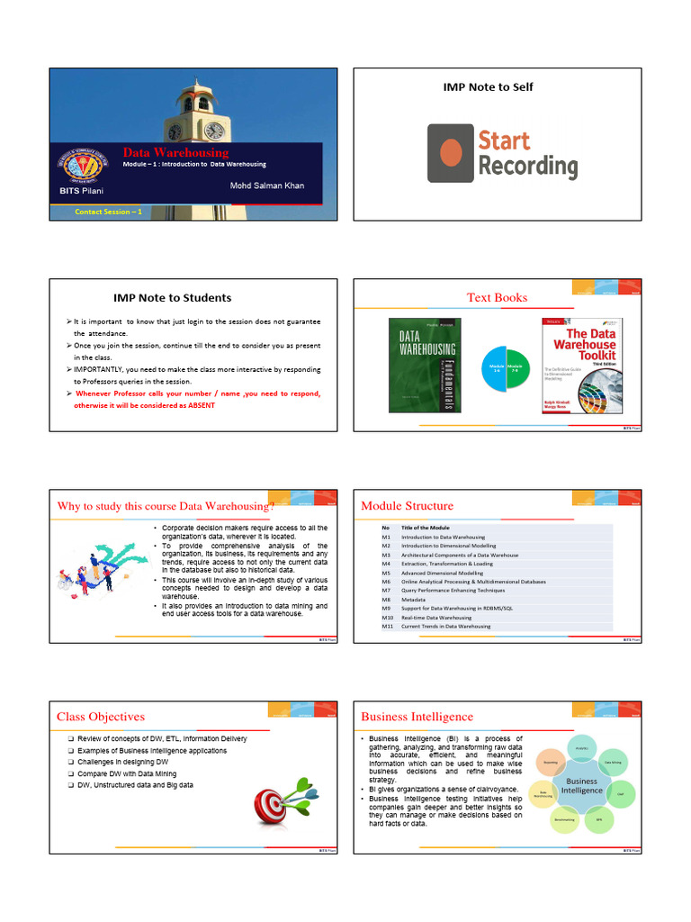 Data Warehousing Course Overview | PDF | Data Warehouse | Business ...