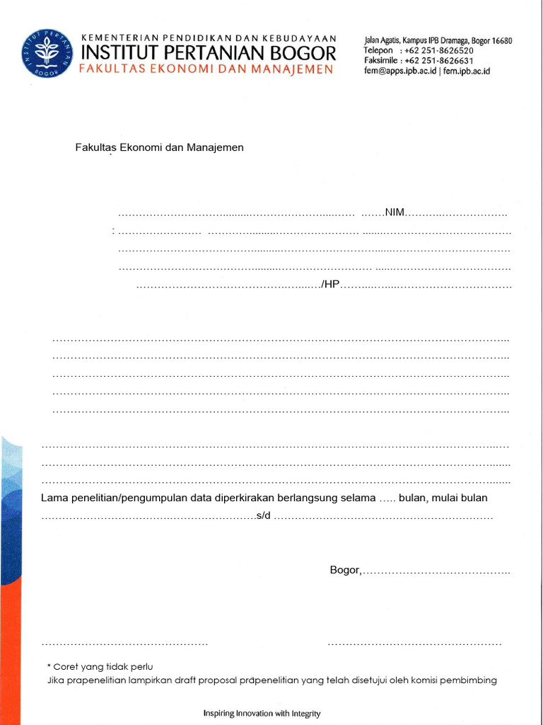 Form Pengajuan Ijin Pra Penelitian-Penelitian Permohonan Data | PDF
