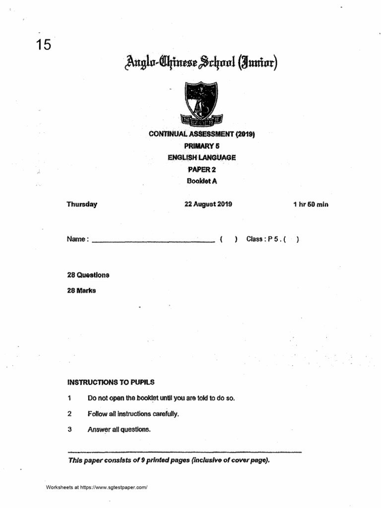 P5_English_CA2_2019_ACS_Exam_Papers | PDF