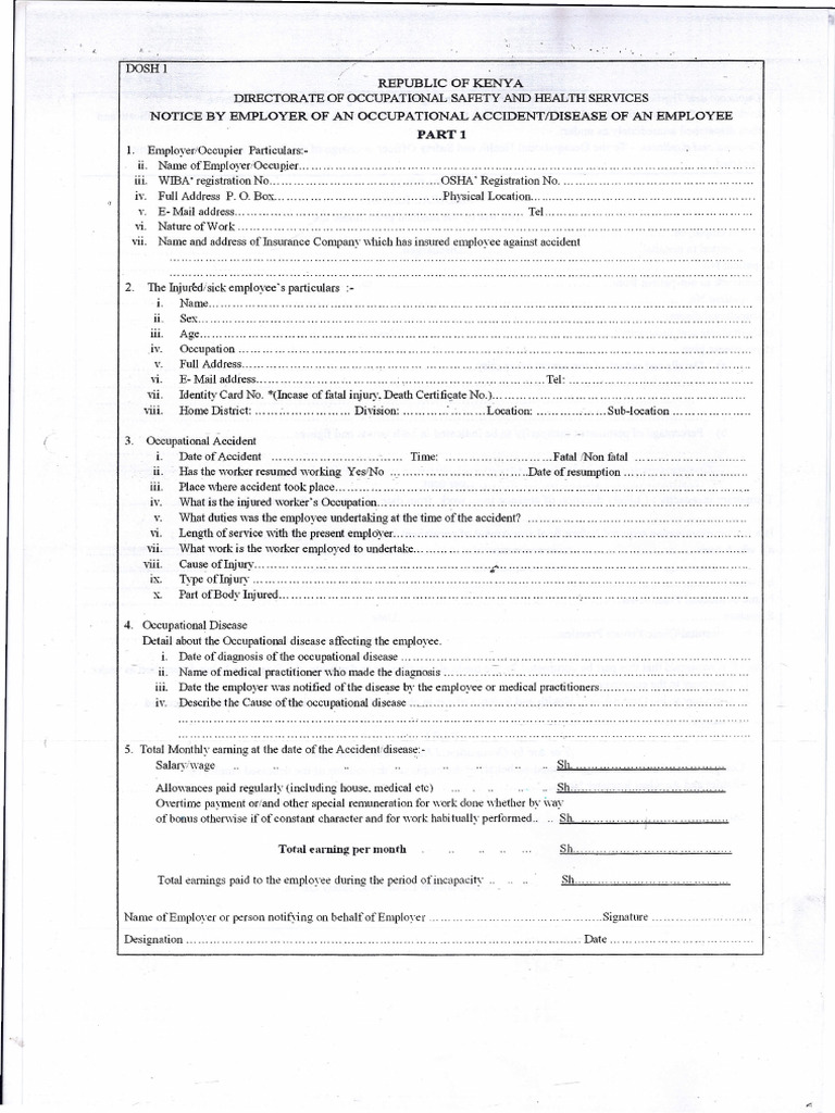 Kenya Occupational Accident Notice | PDF | Employment | Labor