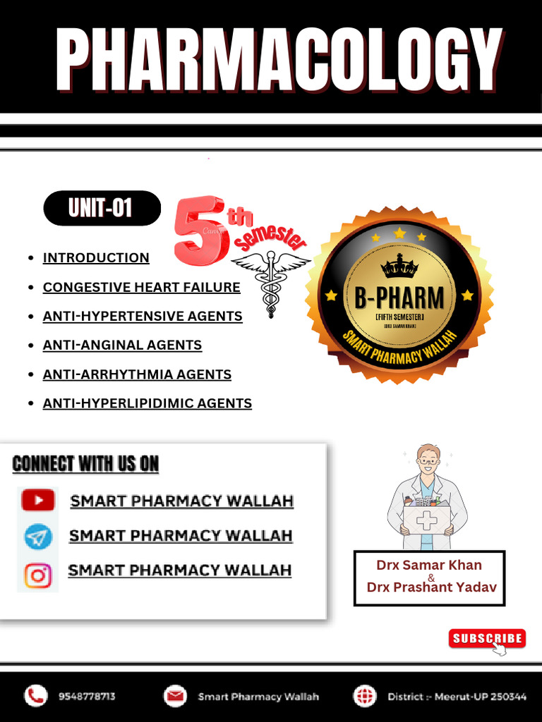 UNIT-01-[PHARMACOLOGY-02]-5th Semester-Smart Pharmacy Wallah-Drx Samar Khan | PDF | Heart Valve ...