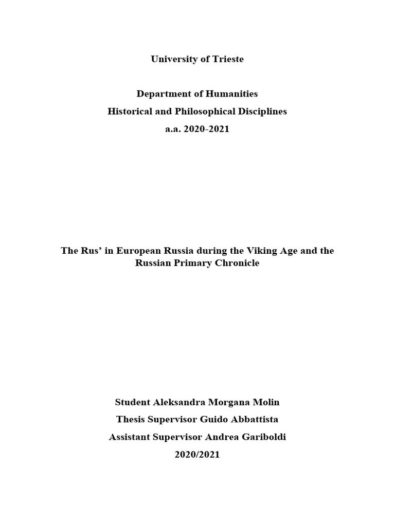 The Rus' in European Russia During The Viking Age and The Russian ...