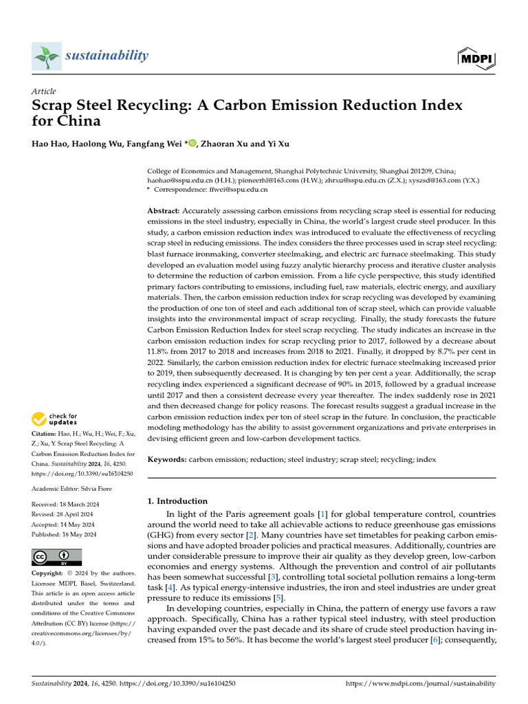 Scrap Steel Recycling A Carbon Emission Reduction | PDF | Steelmaking ...