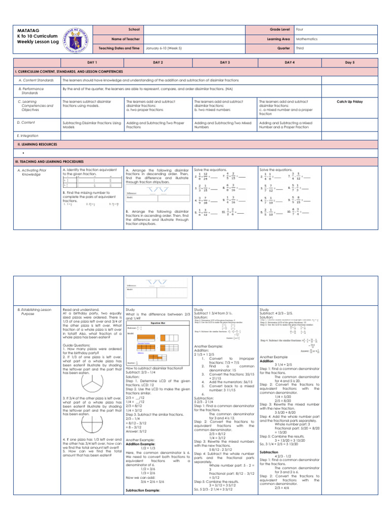 MATH4-Q3-W5-DLL | PDF | Arithmetic | Mathematics