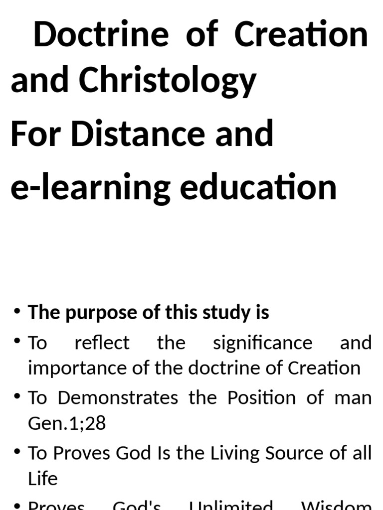 Doctrine of Creation For Distance | PDF | Logos (Christianity) | God ...