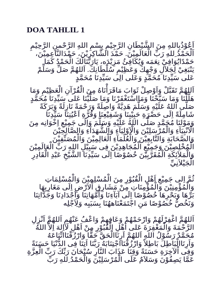 Doa Tahlil 1-3 | PDF