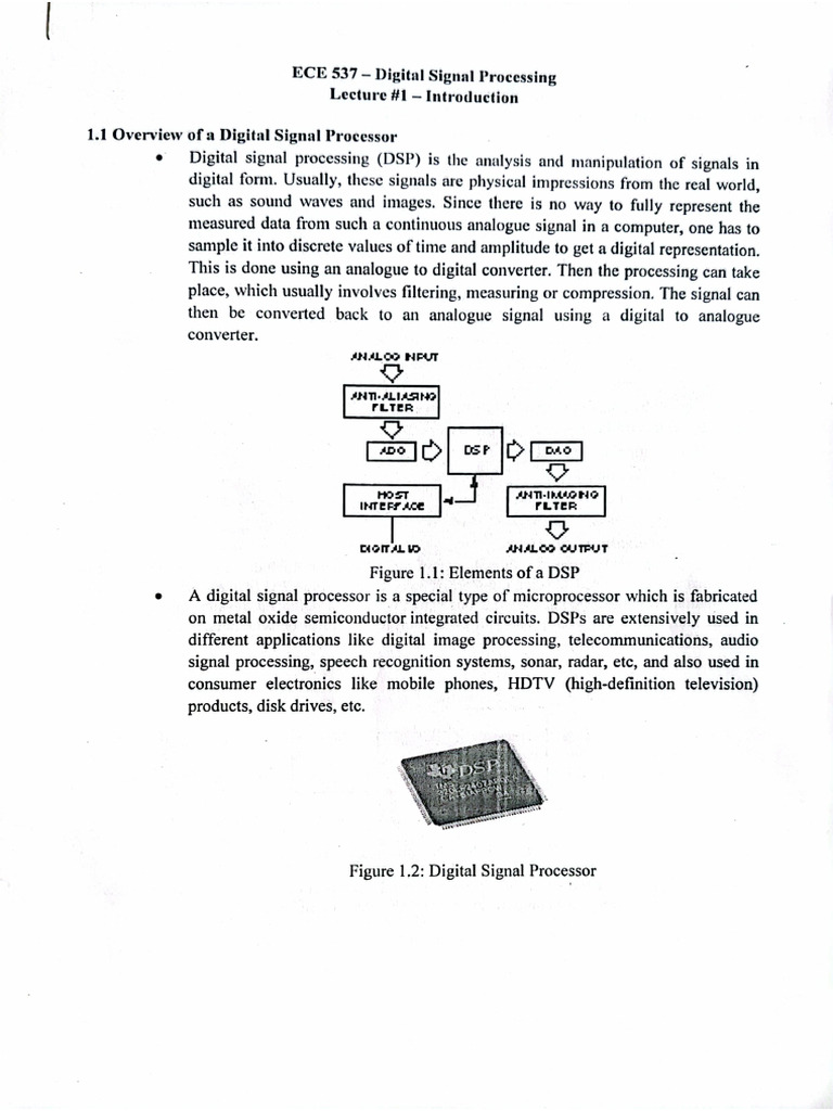 ECE 537 Digital Signal Processing Lecture 1 Intro Azubogu | PDF