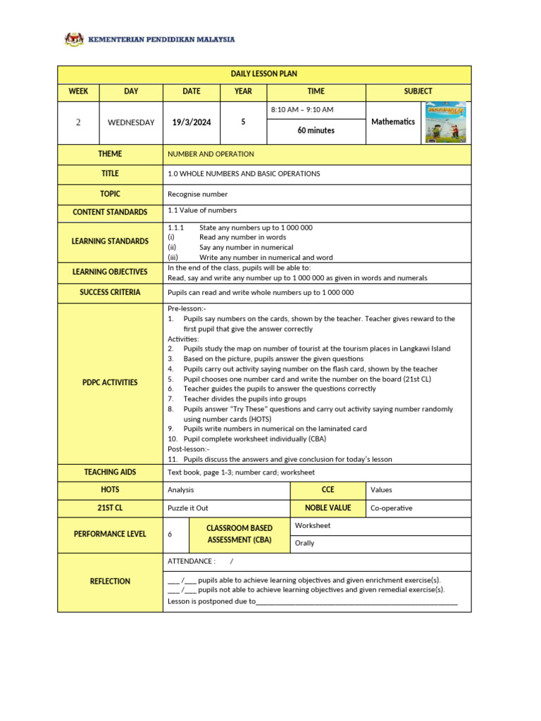 Daily Mathematics Lesson Plans | PDF | Lesson Plan | Teachers