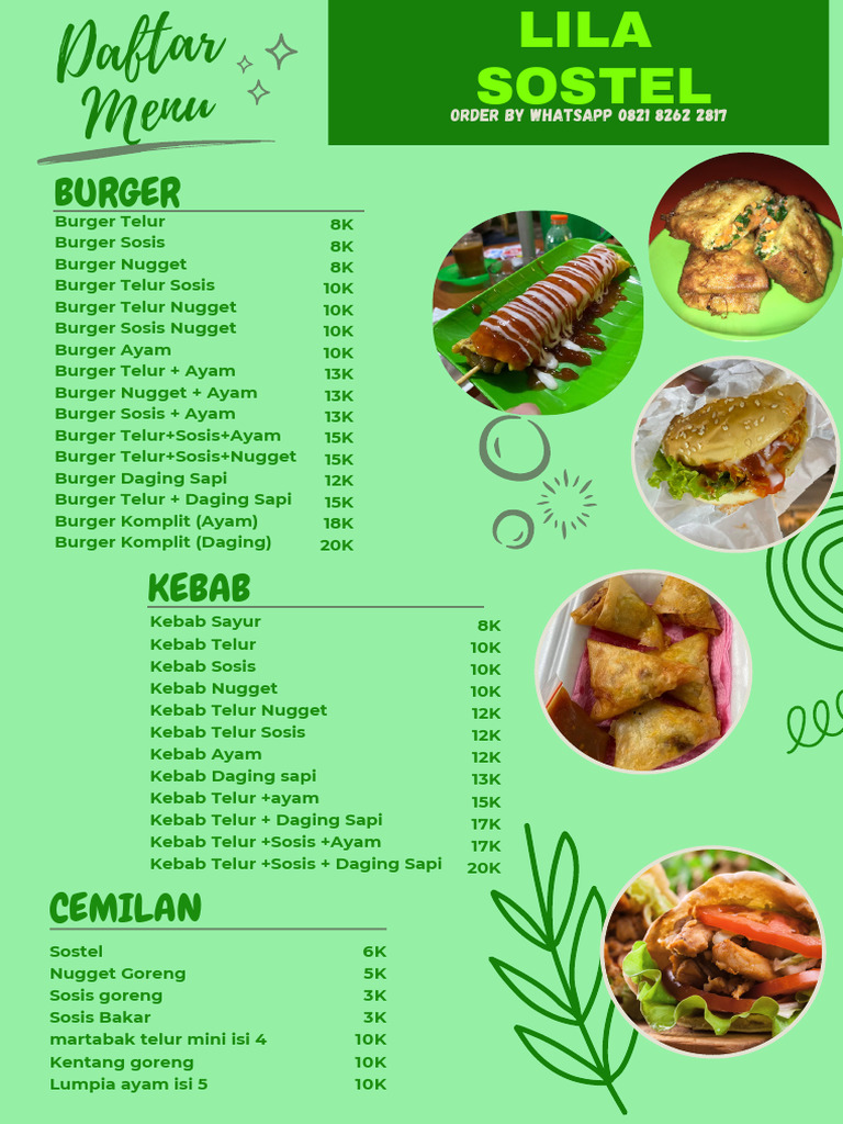 Hijau Krem Pastel Estetik Minimalis Sederhana Daftar Menu Dokumen A4 ...