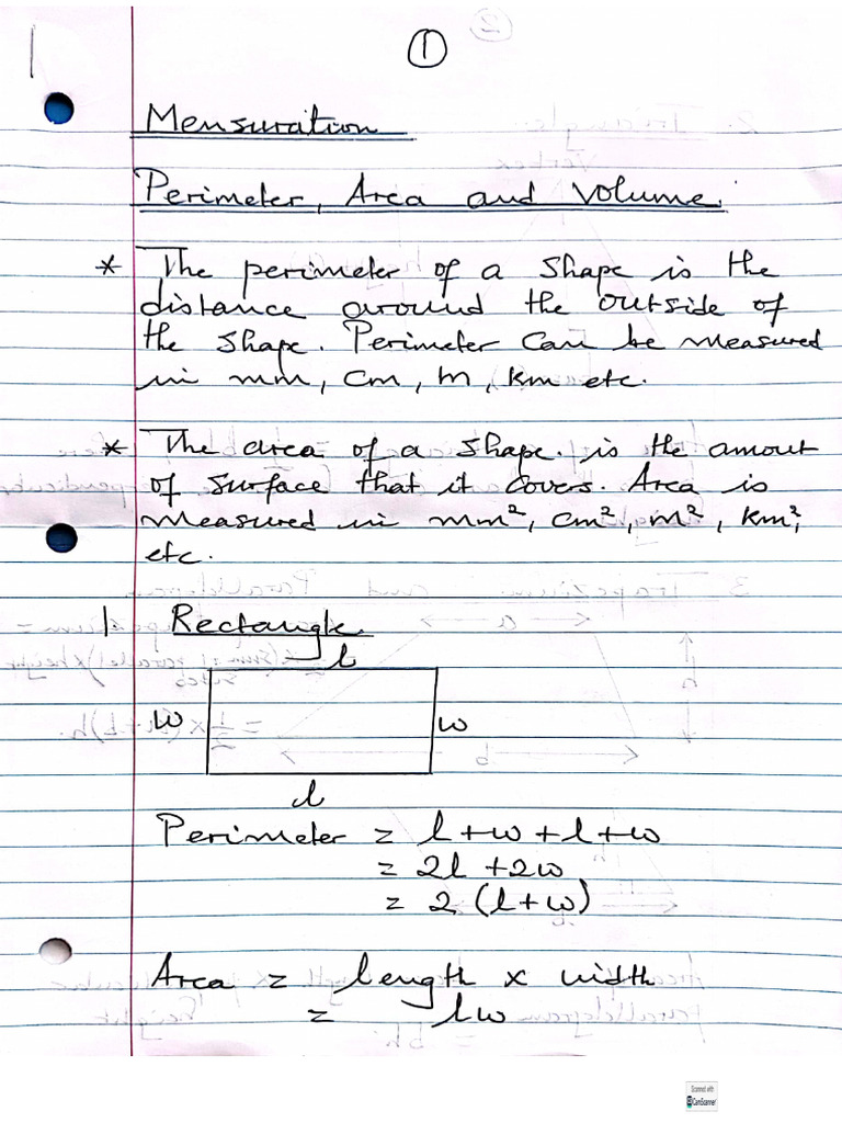 Mensuration ( Perimeter, Area and Volume ) | PDF