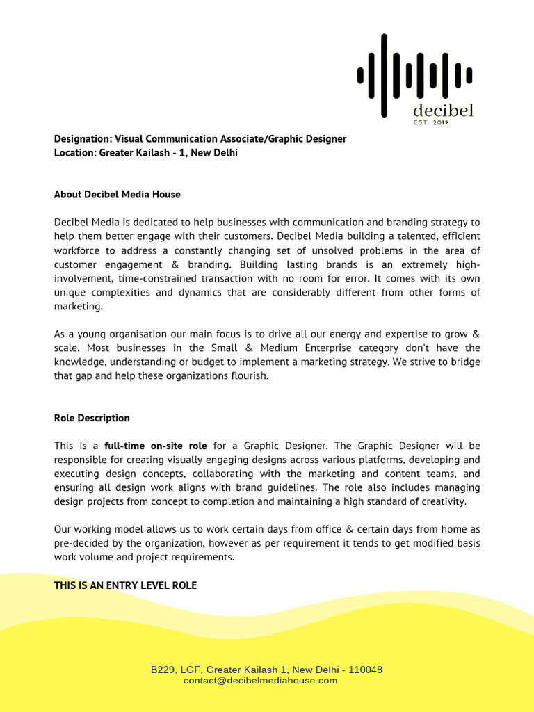 Job Description - Graphic Designer - November Hiring | PDF | Brand ...
