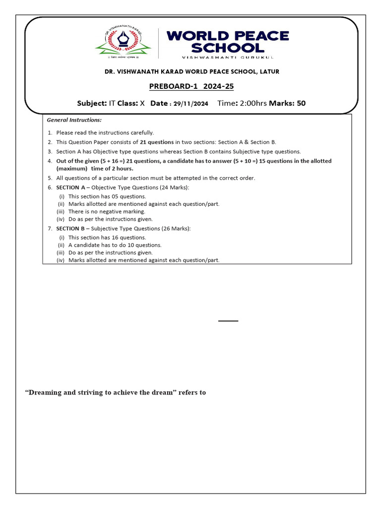 Ict sample paper | PDF | Computing