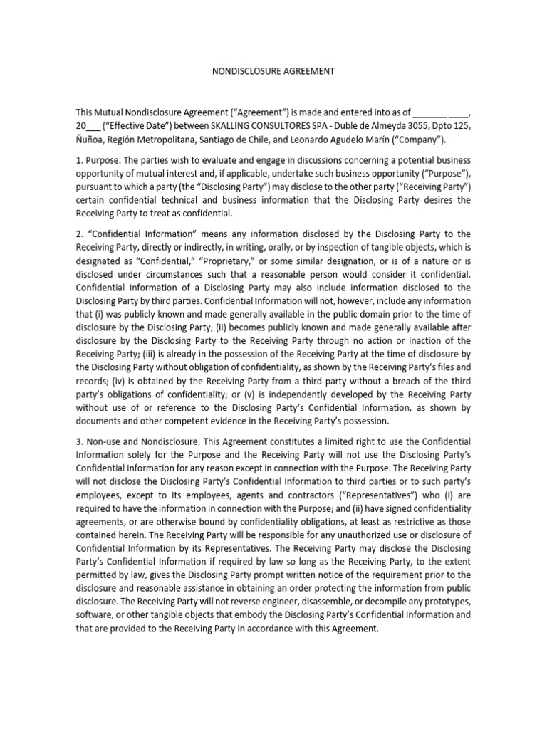 Business Confidentiality Pact | PDF | Non Disclosure Agreement ...