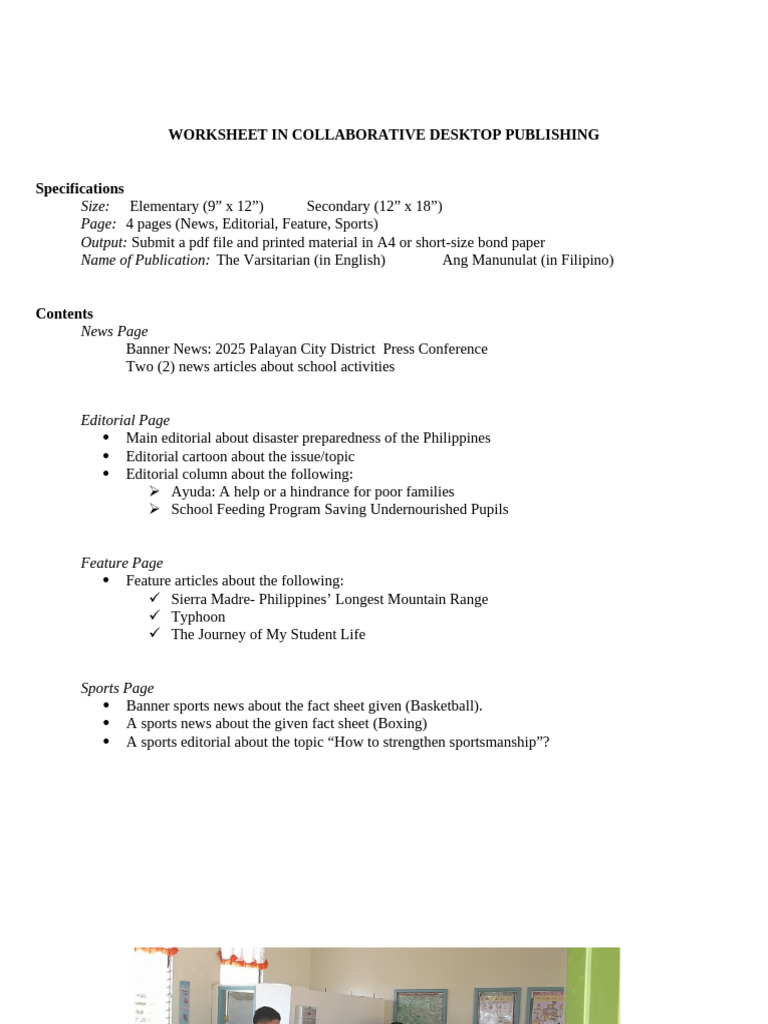 District Worksheet in Collaborative Desktop Publishing | PDF