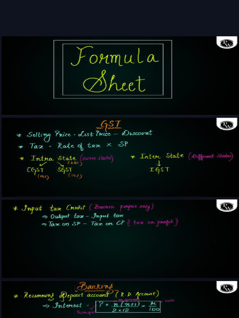 Formula Sheet Maths Class 10 Icse | PDF | Triangle Geometry | Geometric ...