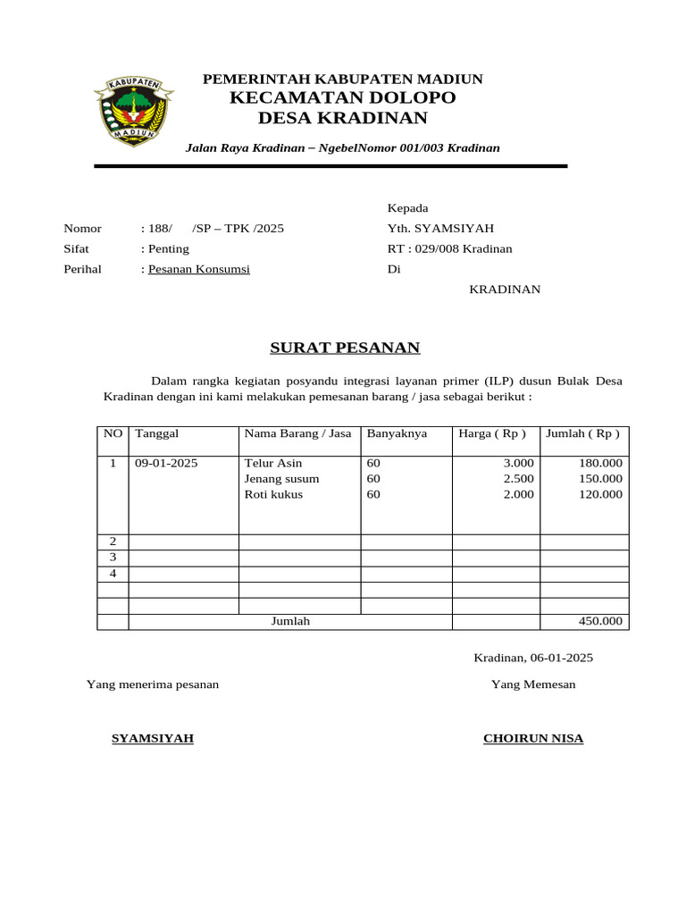 Surat Pesanan | PDF