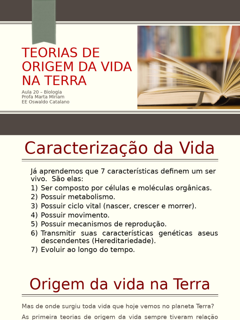 Teorias da Origem da Vida na Terra | PDF | Abiogênese | Vida