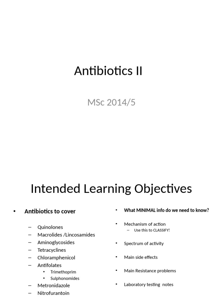 Antibiotics II Lecture | PDF | Beta Lactamase | Antimicrobial Resistance