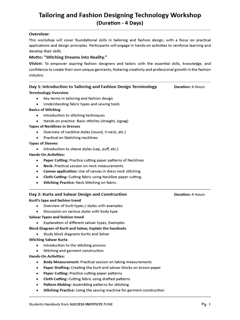 Fashion Designing Workdhop 4D | PDF | Fashion | Sewing