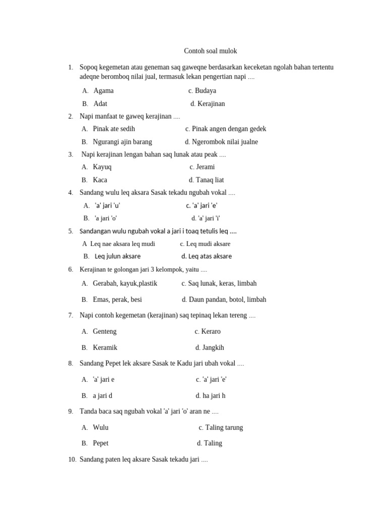 Contoh soal mul-WPS Office | PDF