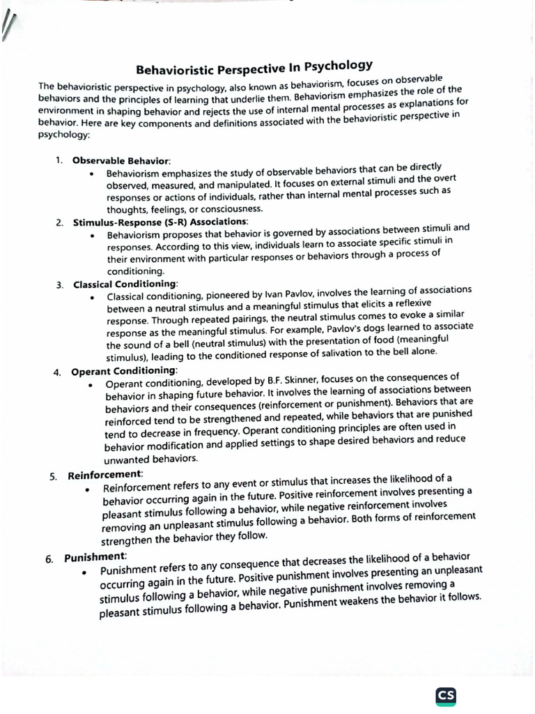 Behavioristic Perspective | PDF