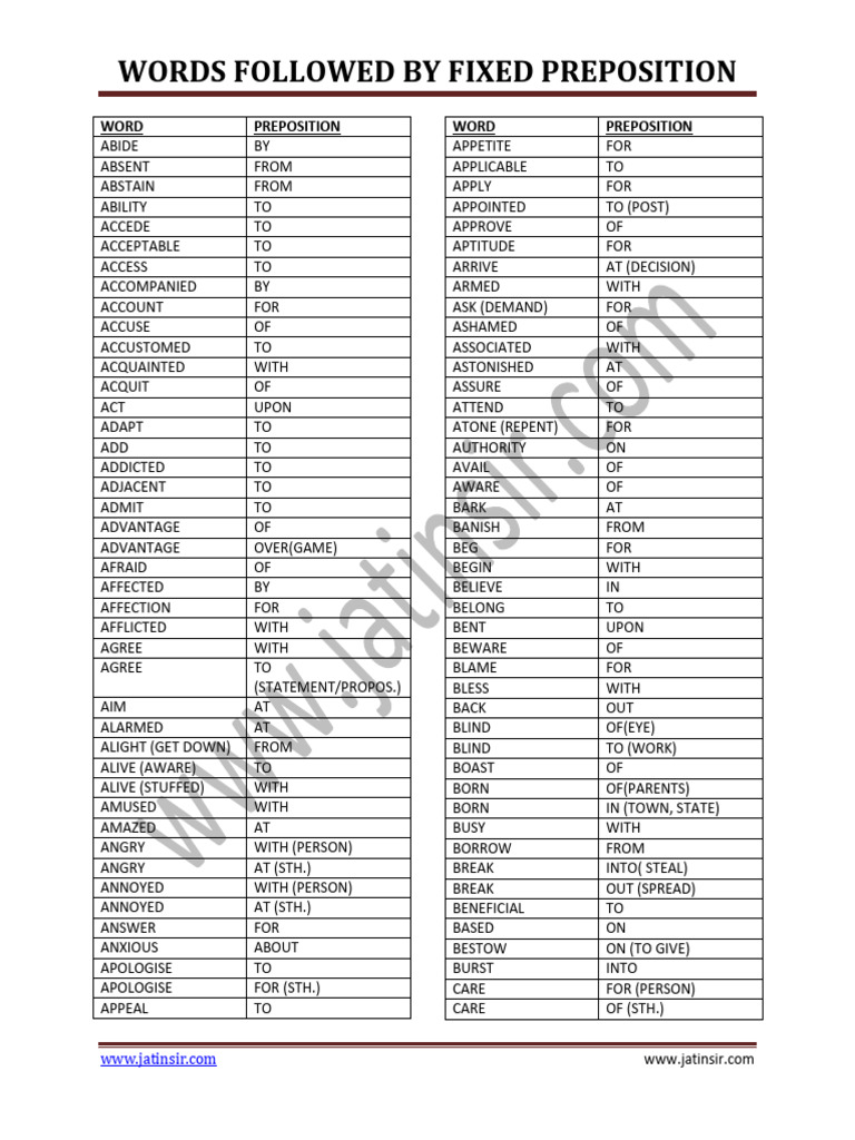 Fixed Preposition PDF PR | PDF