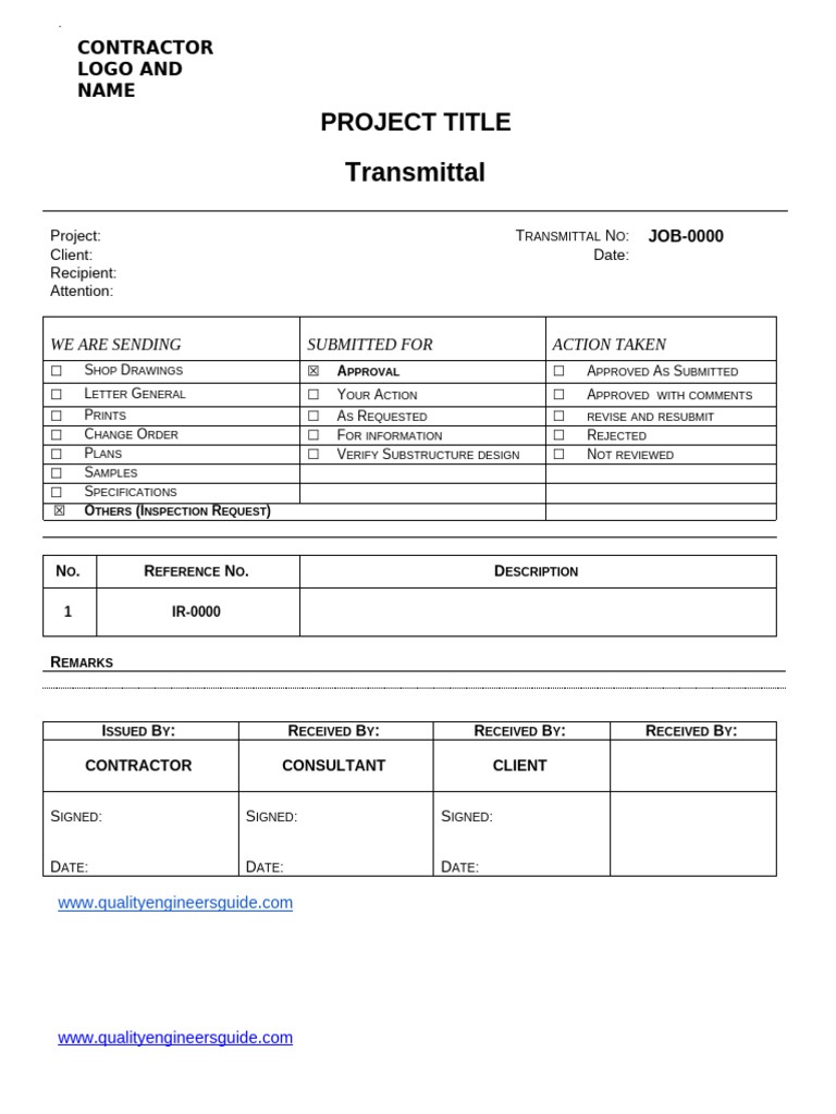 Document Transmittal Form | PDF