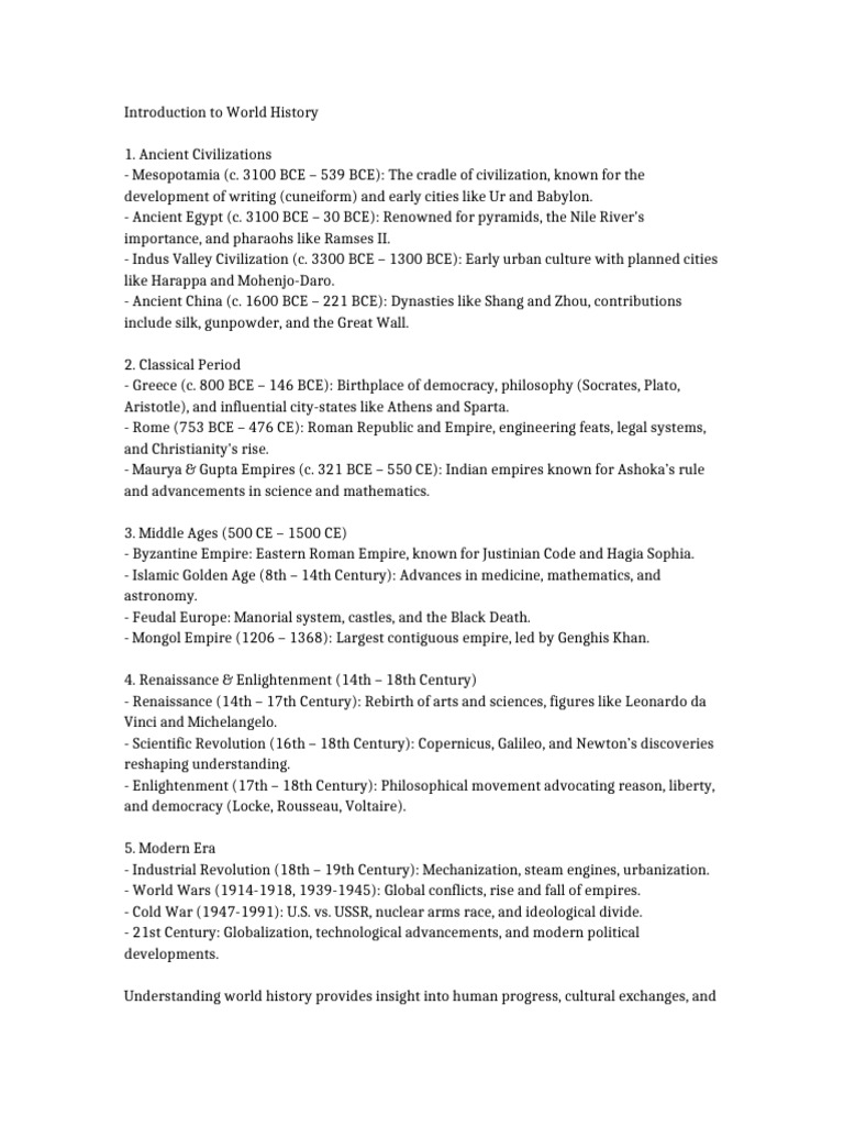 Overview of World History Eras | PDF