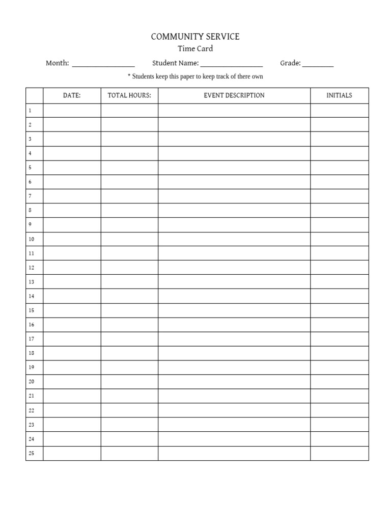 Ag Prep Community Service Student Log | PDF