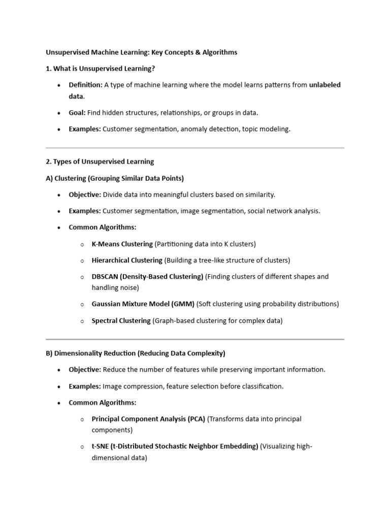 Unsupervised Machine Learning For Overview | PDF | Cluster Analysis | Machine Learning