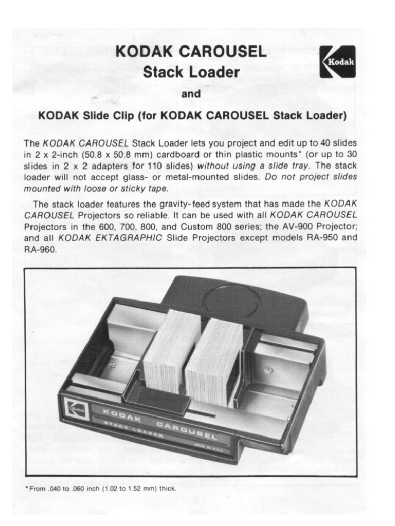Kodak Stack Loader Manual | PDF | Equipment