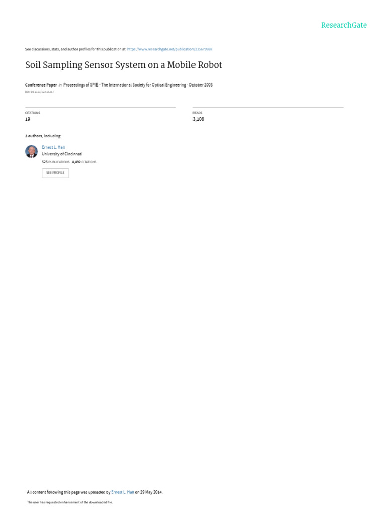 Soil Sampling Sensor System On A Mobile Robot | PDF | Actuator | Robot