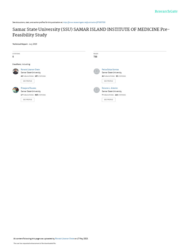 Samar State University (Ssu) Samar Island Institute of Medicine Pre-Feasibility Study | PDF ...