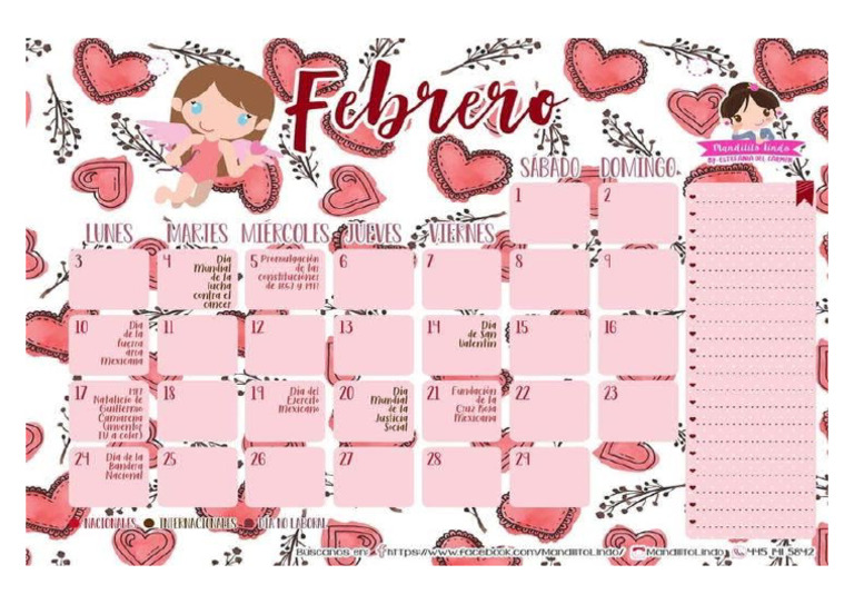 Calendario Del Mes de Febrero Del 2025 | PDF
