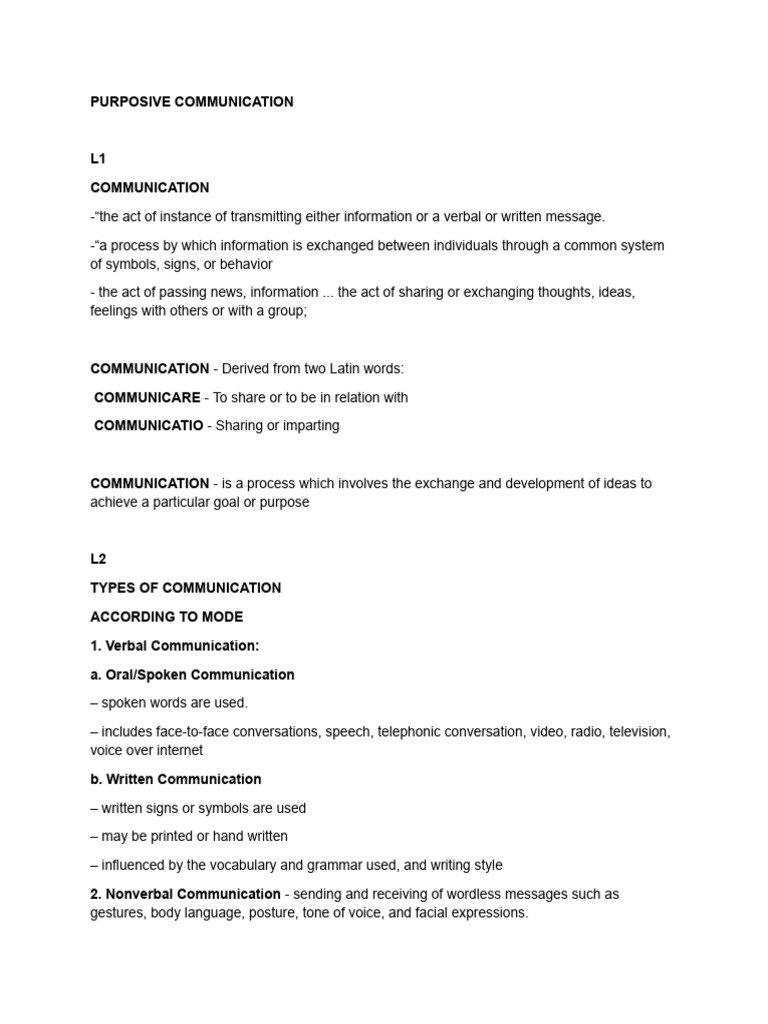 Purposive Communication Reviewer | PDF | Communication | Human ...