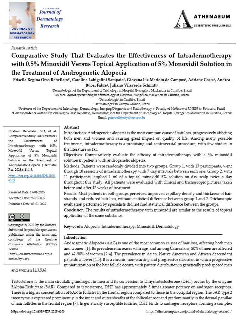 Comparative Study That Evaluates The Effectiveness of Intradermotherapy ...