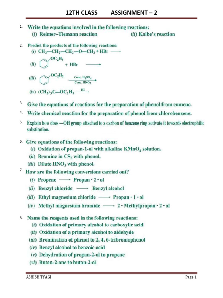 12Th Class Assignment - 2: Ashish Tyagi | PDF