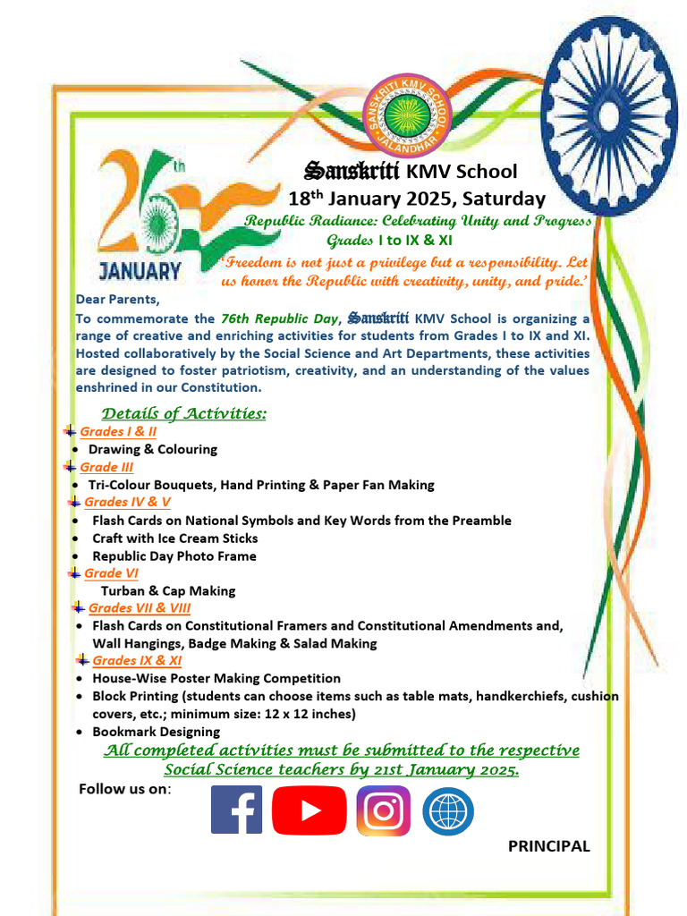 Republic Radiance Celebrating Unity and Progress, Grades I To IX & XI ...