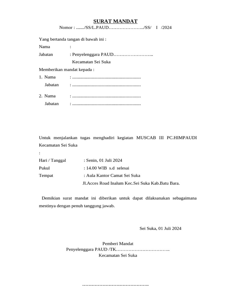 Surat Mandat | PDF