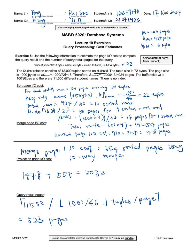 l 19 Worksheet Completed | PDF | Database Index | Information Retrieval