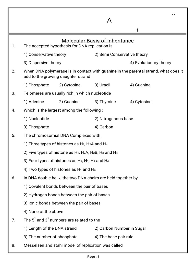 Biology - Ch-6 - Molecular Basis of Inheritance | PDF | Molecular Genetics | Biological Processes