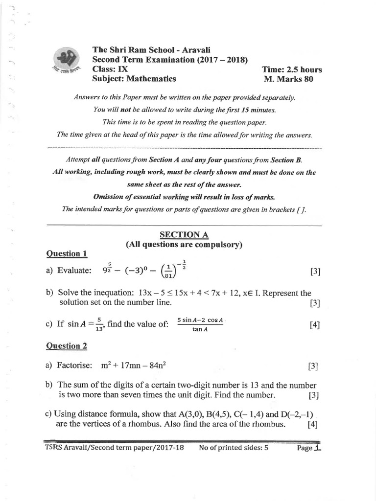 Class 9th 2nd Term 2017-2018 | PDF