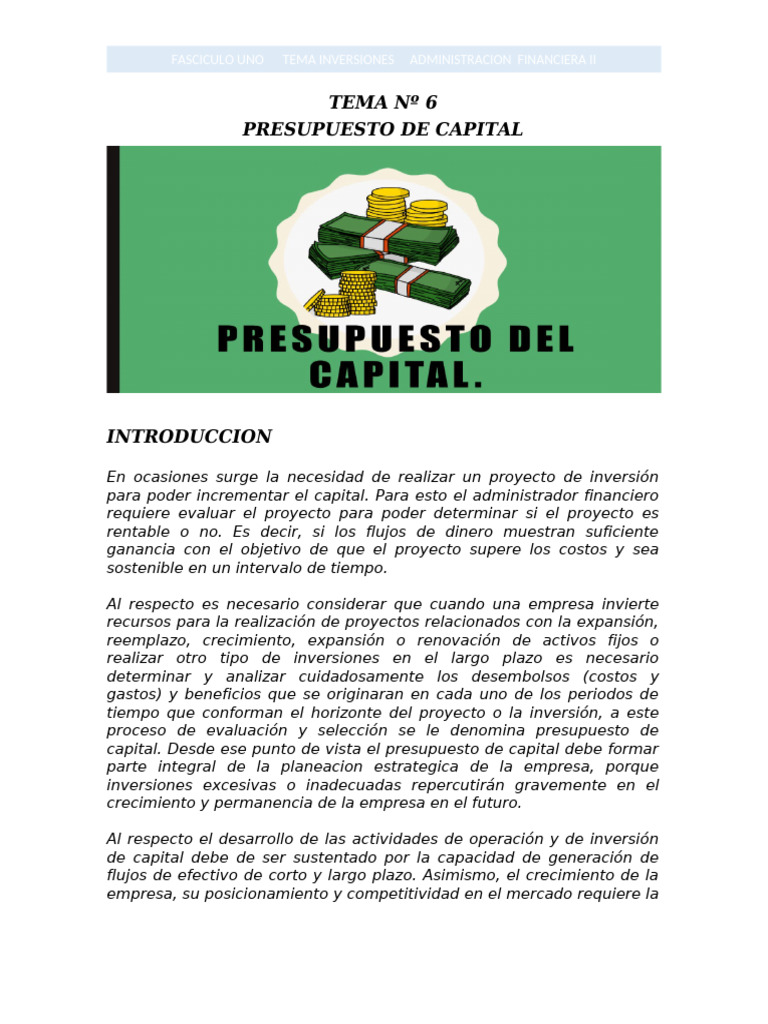 Presupuesto de Capital Empresarial | PDF | Presupuesto | Inversiones