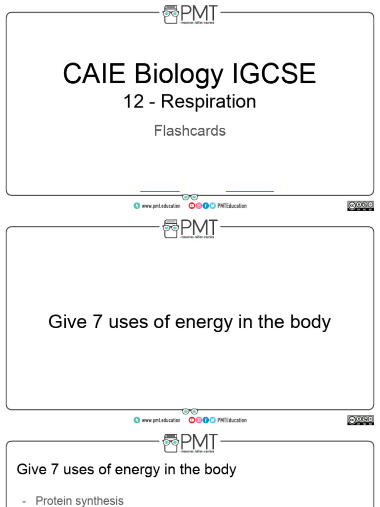 Flashcards - Topic 12 Respiration - CAIE Biology IGCSE | PDF | Cellular ...