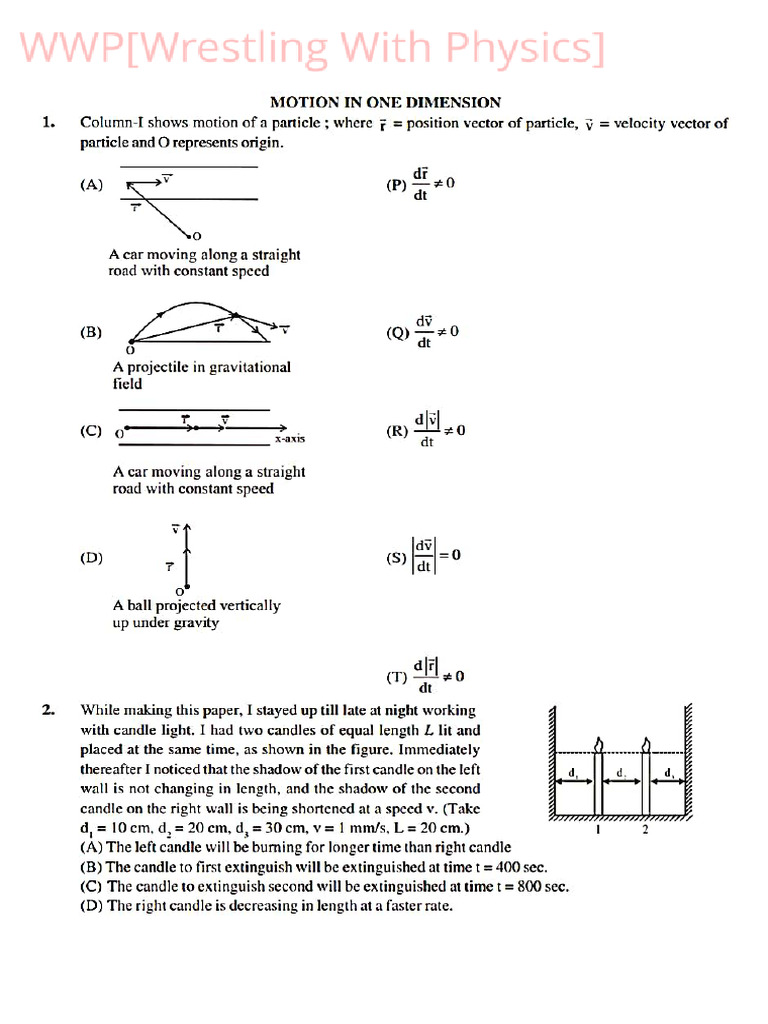 Kinematics and NLM Revision Sheet X WWP | PDF
