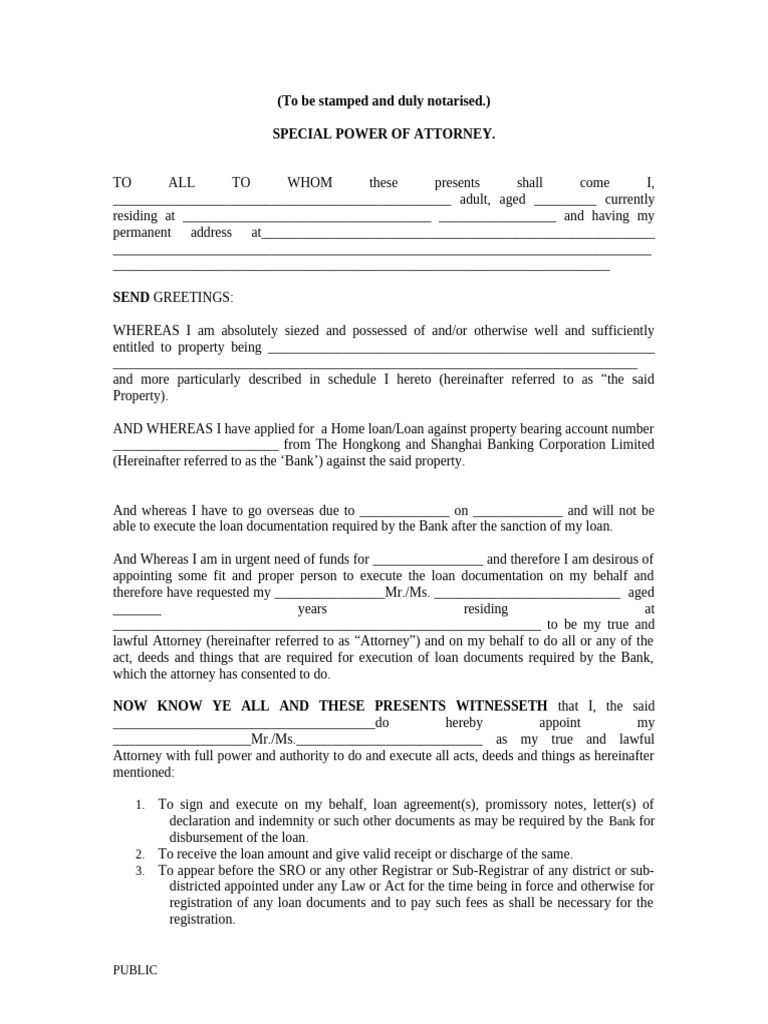 NRI POA-for Execution of Mortgage - Doc 1 | PDF | Loans | Banks