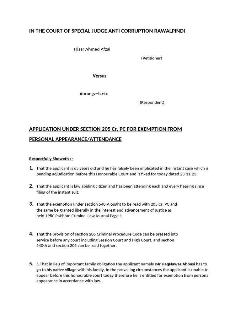 Exemption N The Court of Special Judge Anti Corruption Rawalpindi | PDF | Affidavit | Government