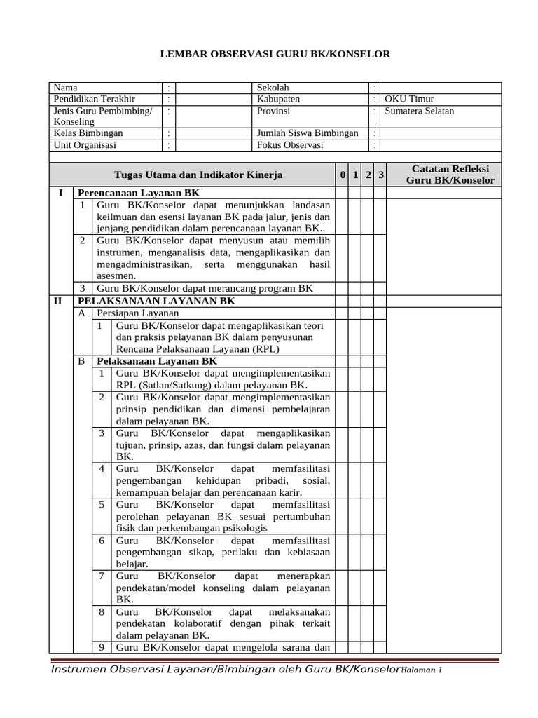 Instrumen Monev Guru BK | PDF
