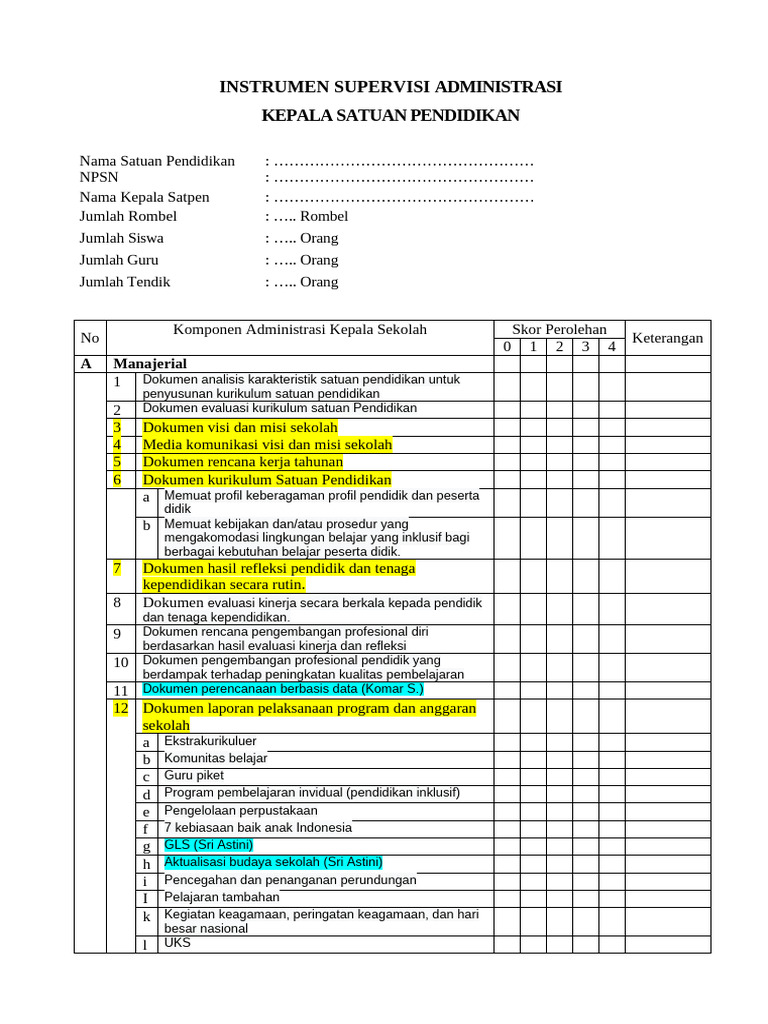 Instrumen Monev KS | PDF