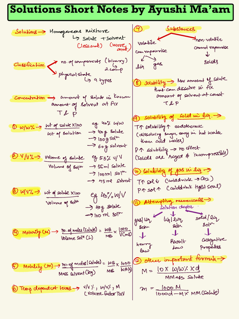 Solution Handwritten Notes | PDF | Physical Sciences | Homogeneous ...